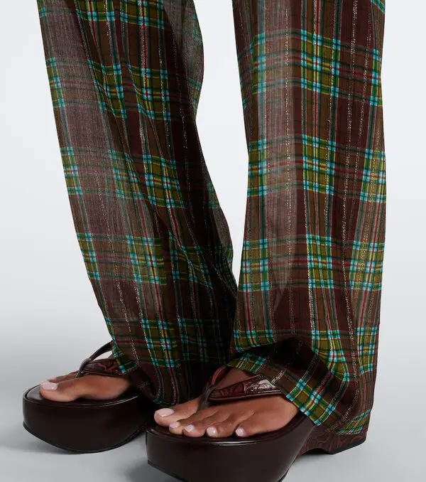 Dries Van Noten Plaid Wide-leg Pants - Multicoloured