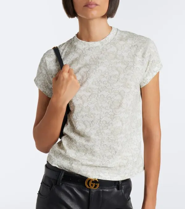 Gucci Lace Printed Cotton T-shirt