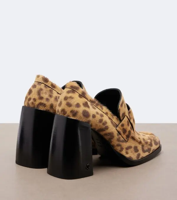 JIMMY CHOO Tylor Leopard-print Calf Hair Loafer Pumps