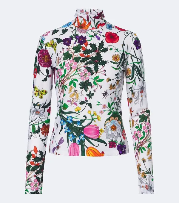 Gucci Flora Printed Jersey Top