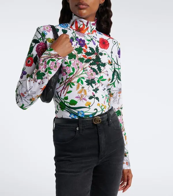 Gucci Flora Printed Jersey Top
