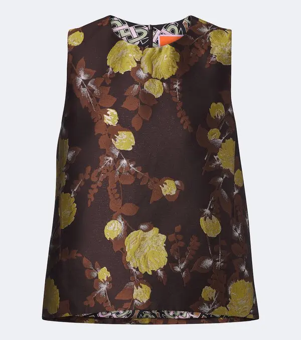 La DoubleJ Devon Floral Jacquard Top - Brown