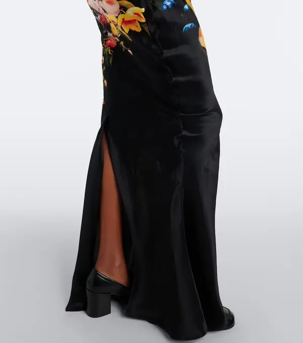 Dries Van Noten Draped Printed Silk Satin Gown