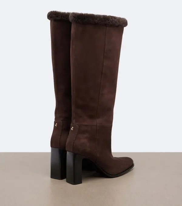 JIMMY CHOO Bibi Shearling-trimmed Suede Knee-high Boots