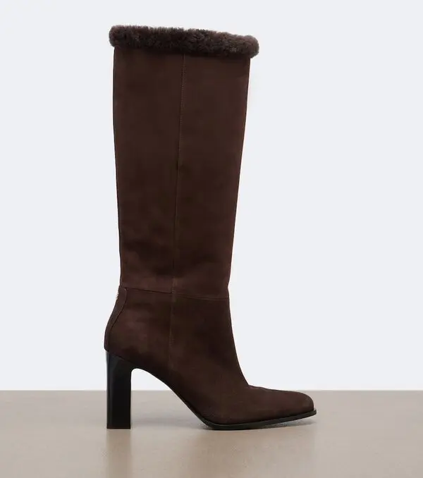 JIMMY CHOO Bibi Shearling-trimmed Suede Knee-high Boots