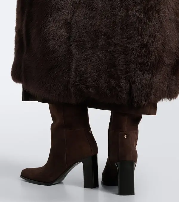 JIMMY CHOO Bibi Shearling-trimmed Suede Knee-high Boots