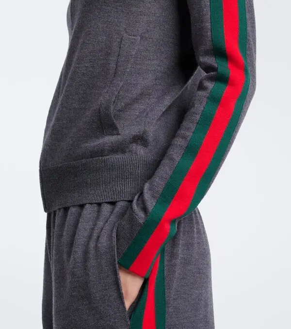 Gucci Web Stripe Wool Zip-up Cardigan