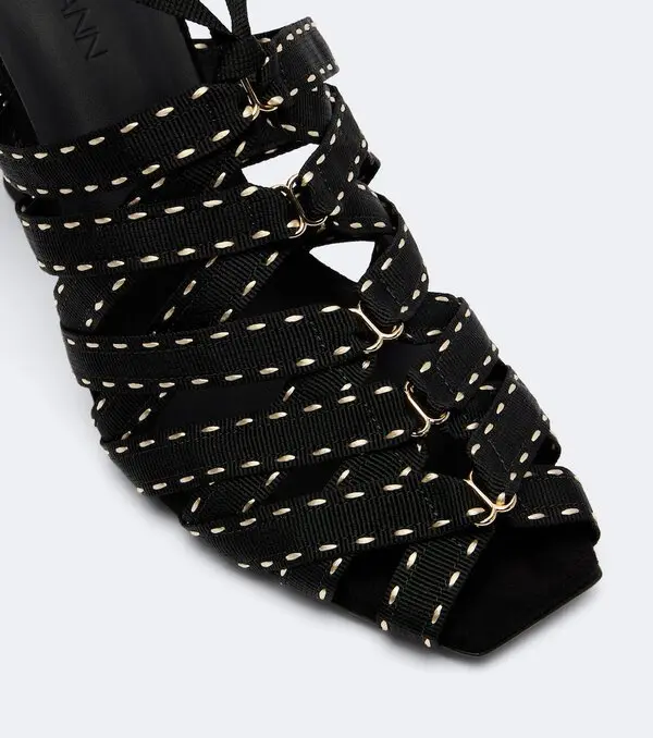 Zimmermann Corsage Canvas Sandals - Black