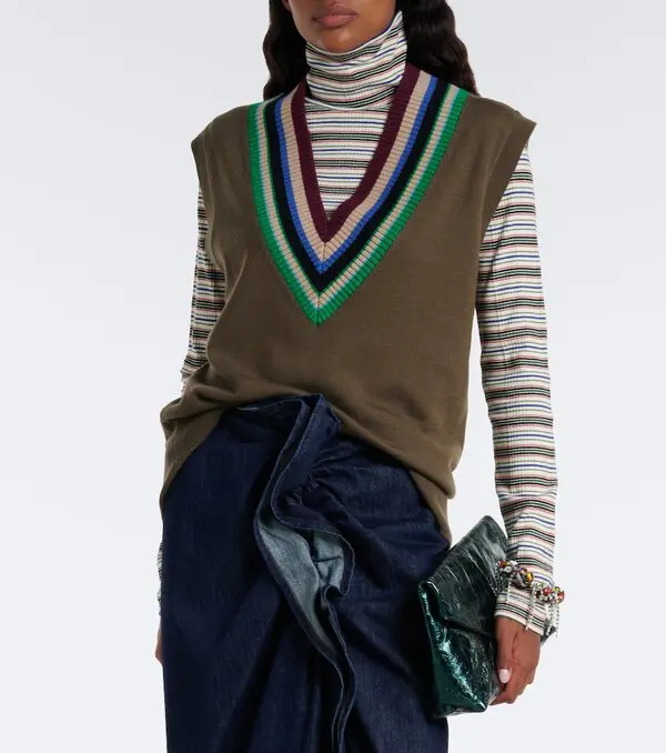 Dries Van Noten Striped Cotton-blend Turtleneck Sweater