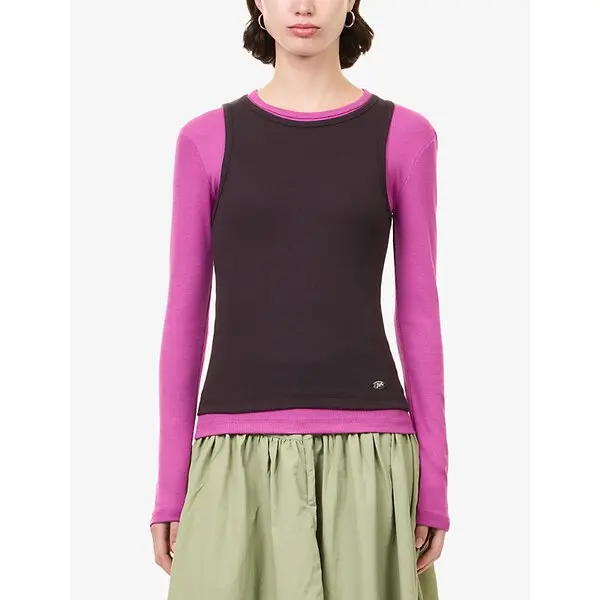DAMSON MADDER Manon Layered 2 In 1 Cotton And Modal-blend Top