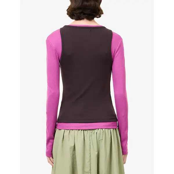 DAMSON MADDER Manon Layered 2 In 1 Cotton And Modal-blend Top
