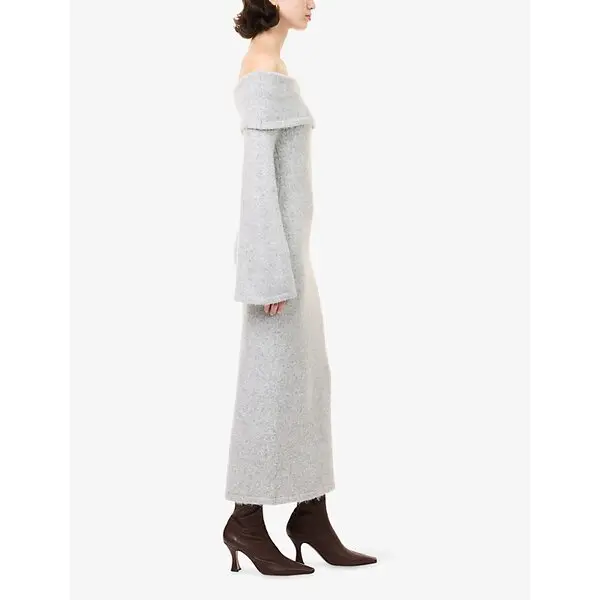 4TH & RECKLESS Sable Off-shoulder Knitted Maxi Dress