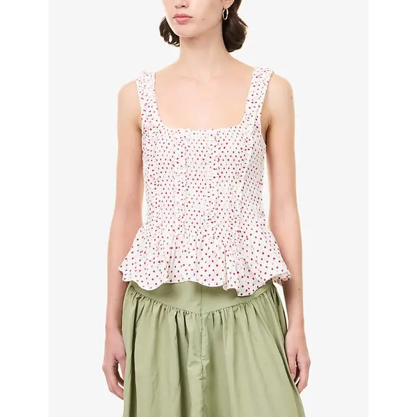 DAMSON MADDER Raphi Shirred Poplin Cotton Cami Top