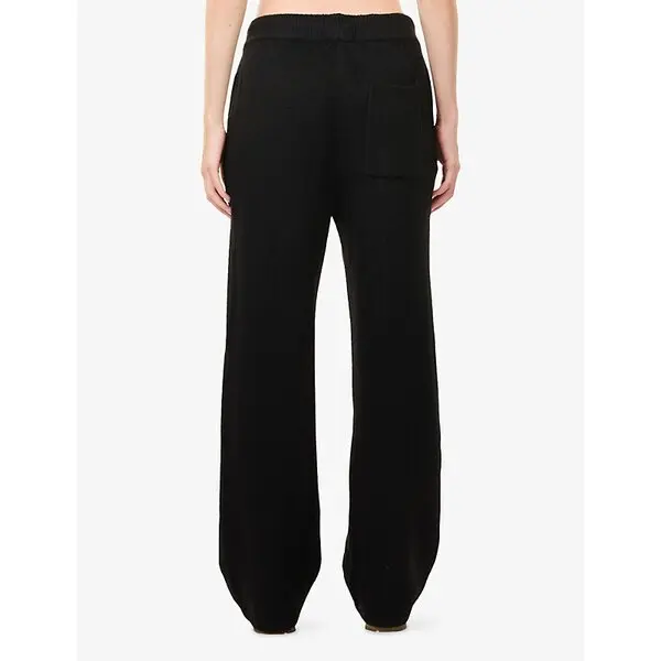 THE COUTURE CLUB Emblem Fluffy Knitted Jogging Bottoms - Black