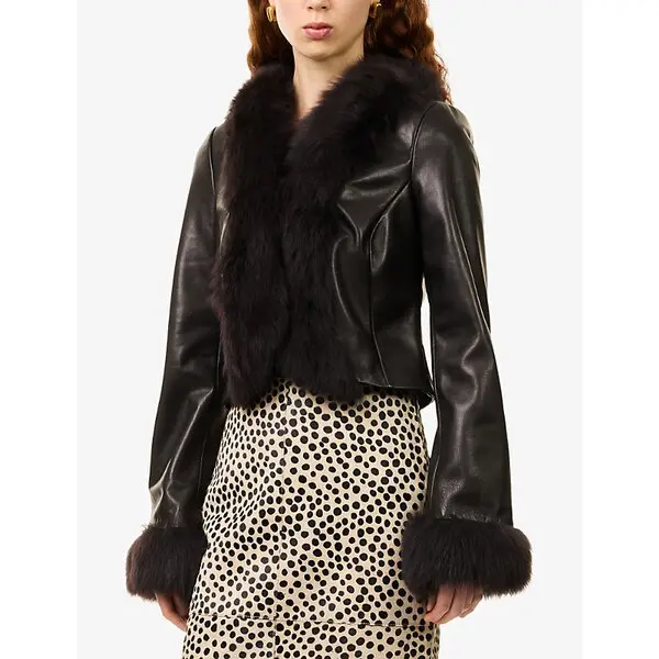 Nour Hammour Sofie Cropped Leather Jacket - Noir Classique