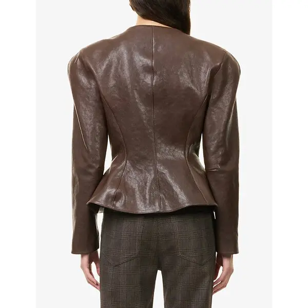 Magda Butrym Peplum-hem Slim-fit Leather Jacket