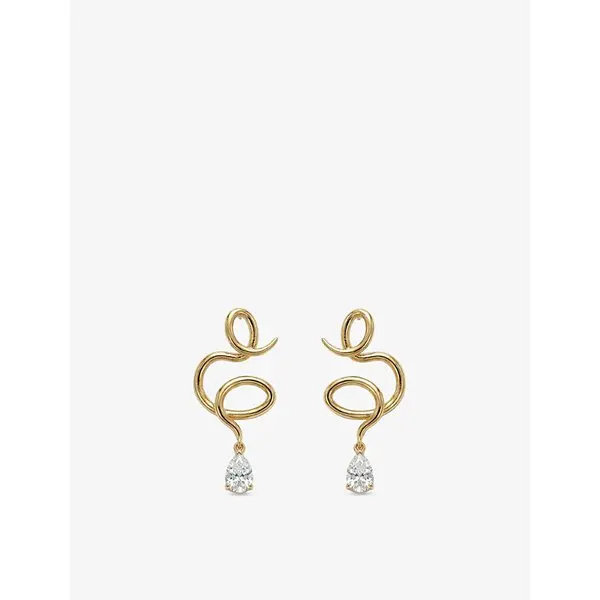 LA MAISON COUTURE With Love Darling Medusa Water -plated Brass And Cubic Zirconia Drop Earrings - Gold