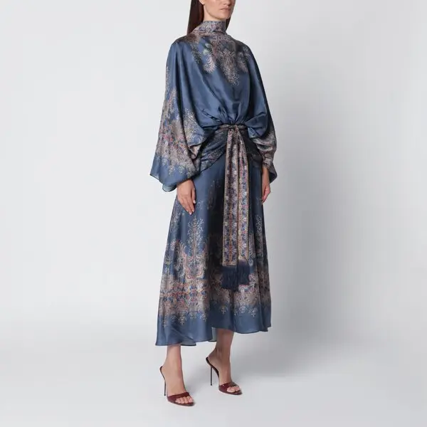 Zimmermann Valiant Navy Silk Long Dress - Blue