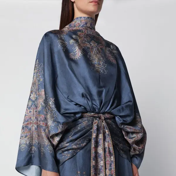 Zimmermann Valiant Navy Silk Long Dress