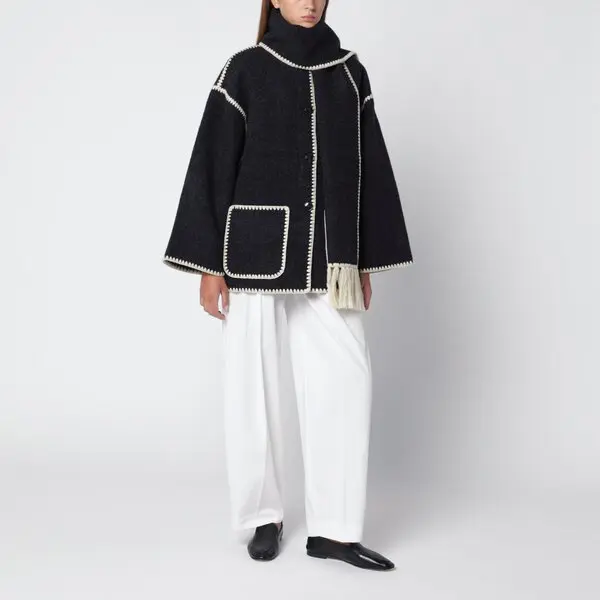 TOTEME Dark Mélange Jacket With Scarf - Grey