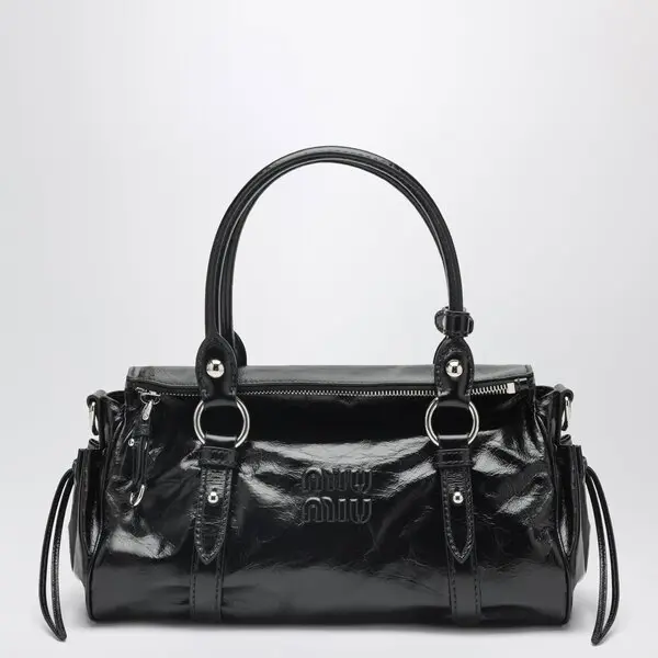 Miu Miu Shiny Leather Handbag - Black