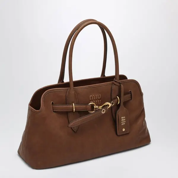 Miu Miu Aventure Large Bag In Rovere-coloured Nappa Leather