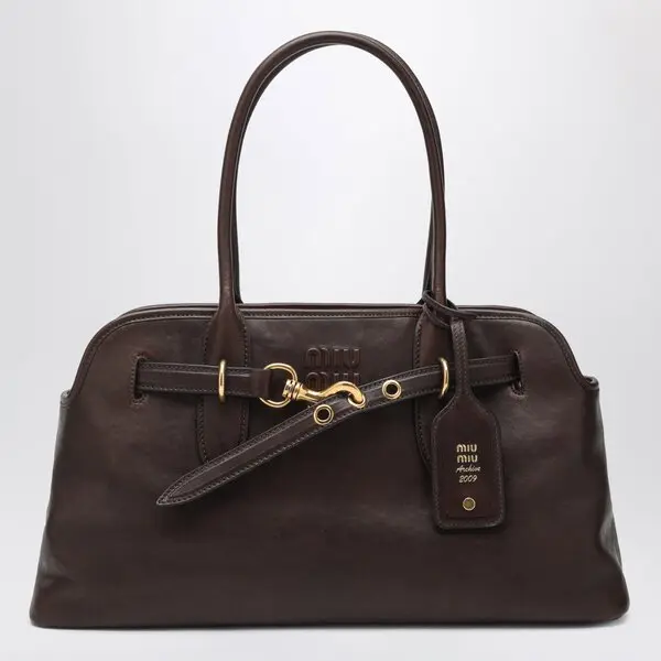 Miu Miu Aventure Large Bag In Radica-coloured Nappa Leather - Brown