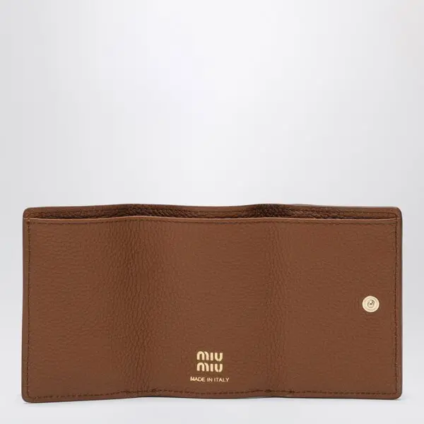 Miu Miu Small Cognac Leather Wallet - Brown