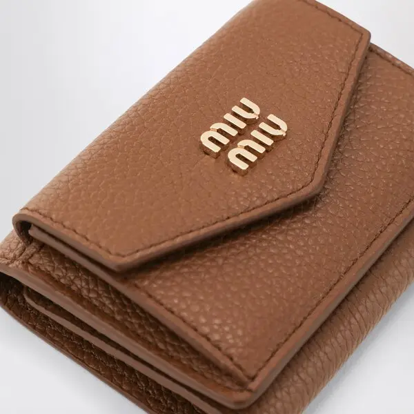 Miu Miu Small Cognac Leather Wallet - Brown