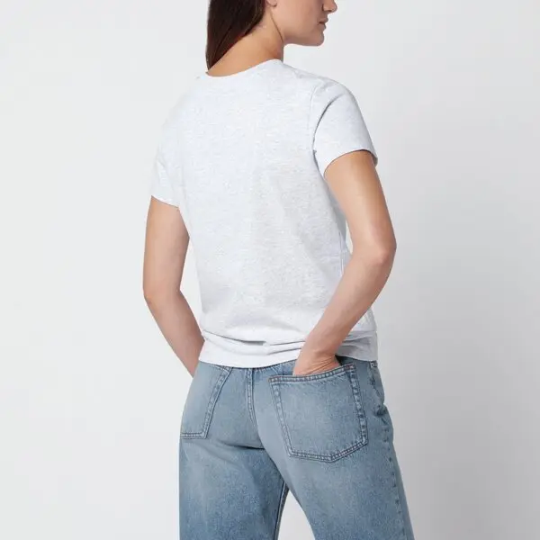 A.p.c. Gray Cotton T-shirt With Embroidery - Grey