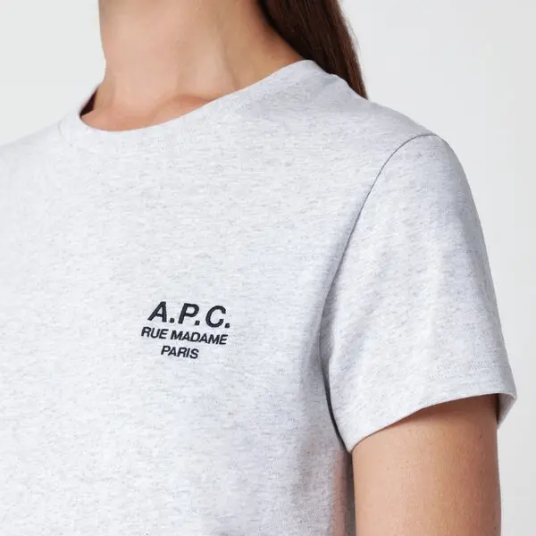 A.p.c. Gray Cotton T-shirt With Embroidery - Grey