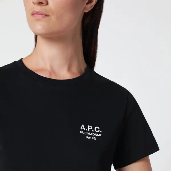 A.p.c. Cotton T-shirt With Embroidery - Black