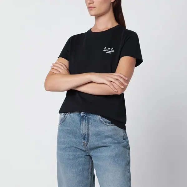 A.p.c. Cotton T-shirt With Embroidery - Black