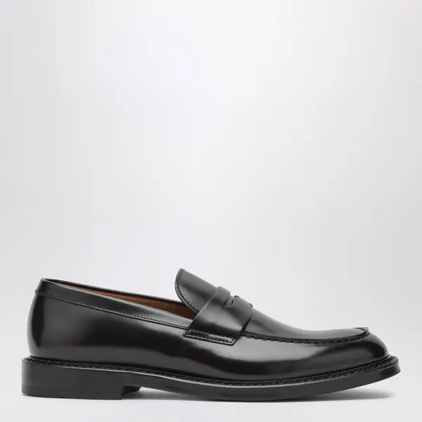 DOUCAL'S Ebony Leather Penny Moccasin
