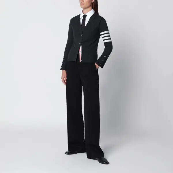 Thom Browne Classic Dark Cashmere Cardigan - Grey