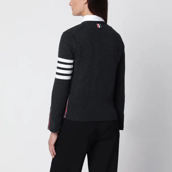 Thom Browne Classic Dark Cashmere Cardigan - Grey