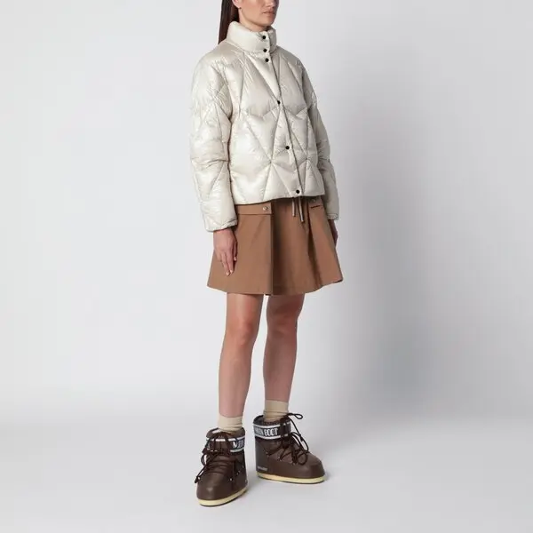 Moose Knuckles Iceberg Quilt Down Alabaster Nylon Down Jacket