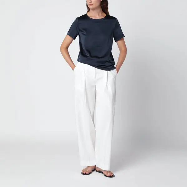 Max Mara Satin Crew Neck T-shirt - Blue