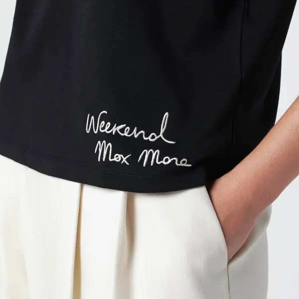 Max Mara T-shirt In Cotton With Floral Embroidery
