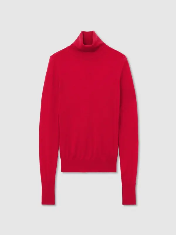 REISS Merino Wool Roll-neck Jumper - Red