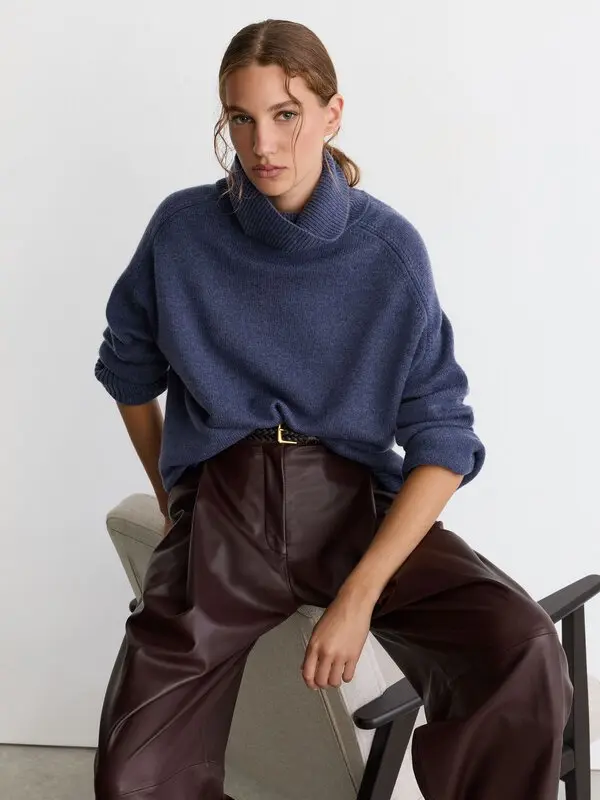REISS Petite Wool-cashmere Roll-neck Jumper - Blue
