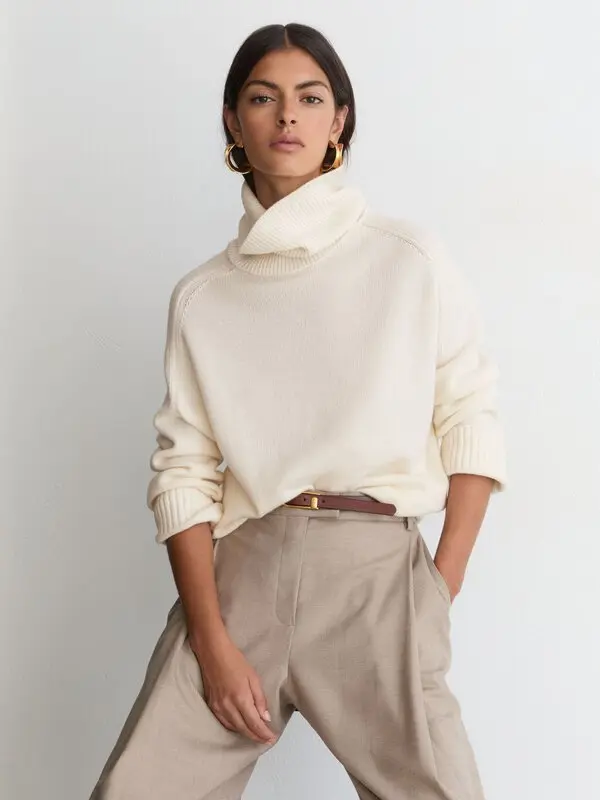 REISS Petite Wool-cashmere Roll-neck Jumper - Cream