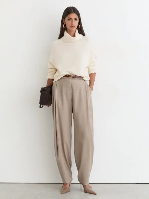 REISS Petite Wool-cashmere Roll-neck Jumper - Cream
