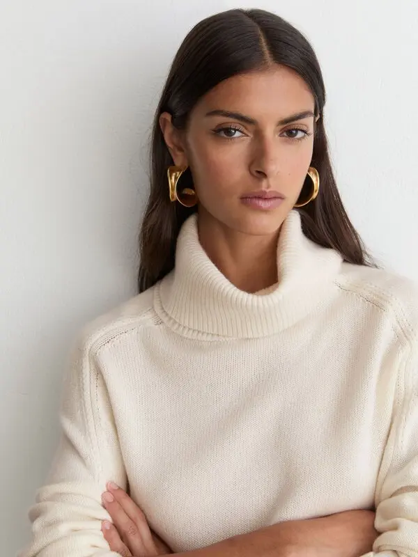 REISS Petite Wool-cashmere Roll-neck Jumper - Cream