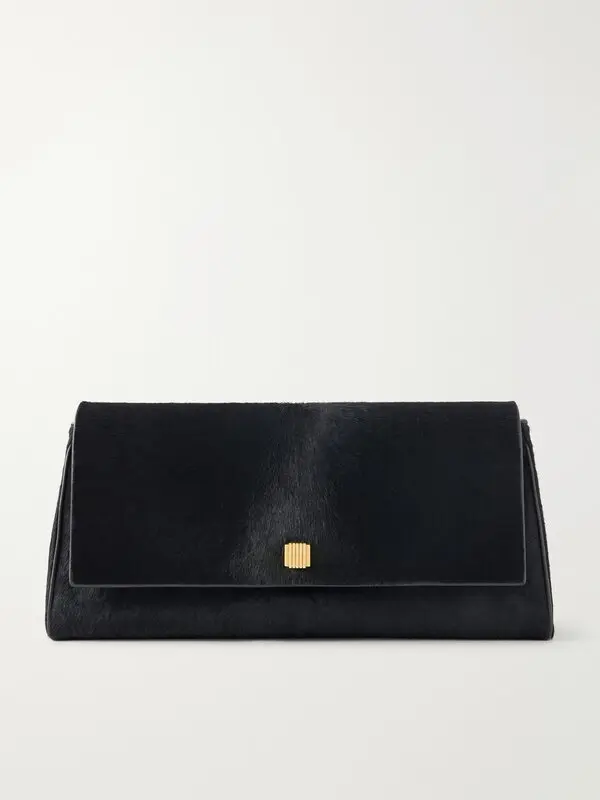 Khaite Audrey Calf Hair Clutch - Black