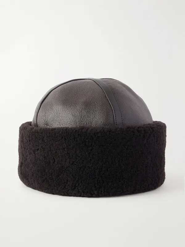 Nour Hammour Dallen Shearling-trimmed Leather Beanie