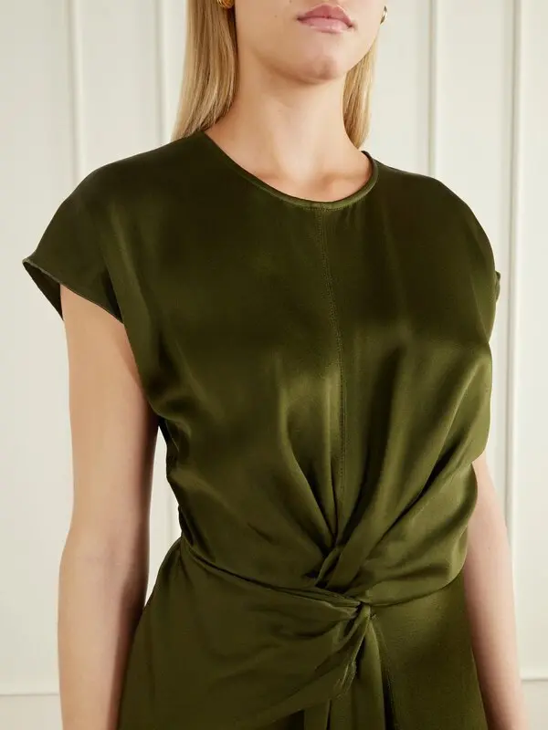 Victoria Beckham Aria Draped Asymmetric Satin Midi Dress