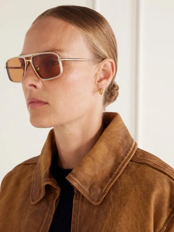 JACQUES MARIE MAGE Earl Aviator-style Gold-tone Sunglasses