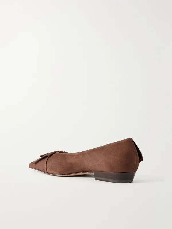 JW Anderson Ruffled Nubuck-trimmed Suede Ballet Flats