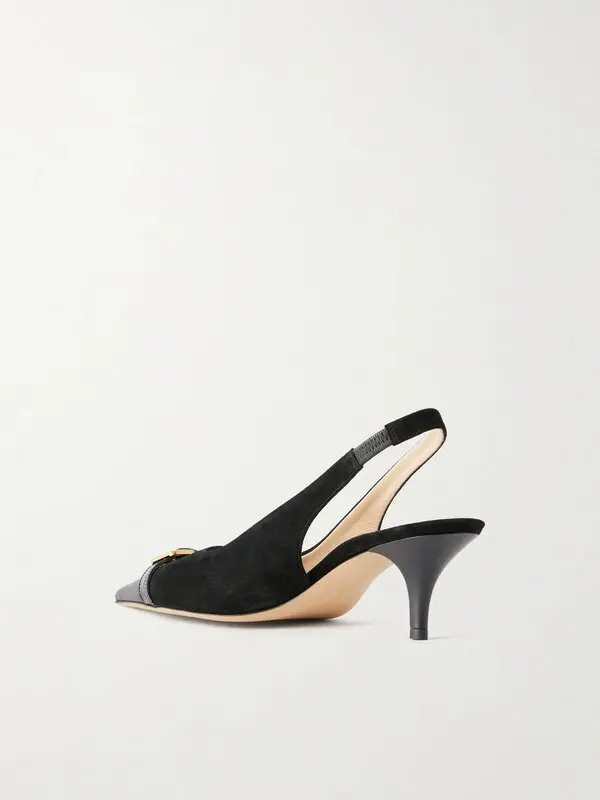 JW Anderson Buckled Leather-trimmed Suede Slingback Pumps
